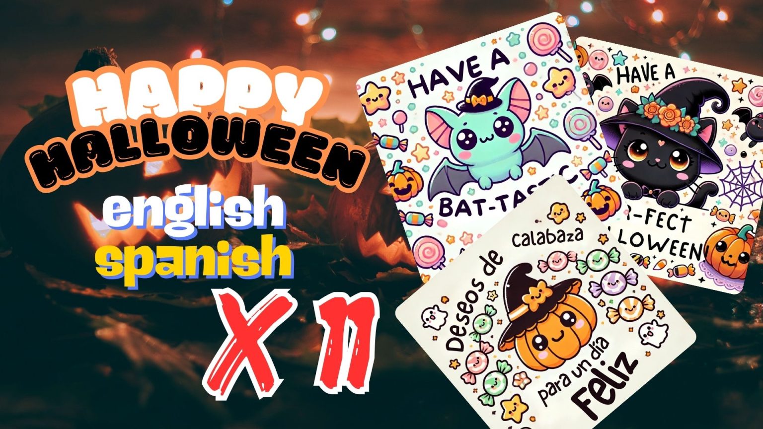 Las Tarjetas de Halloween Más Bonitas para Felicitar con Estilo Kawaii ...